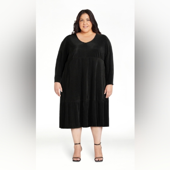 Terra & Sky | Dresses | Nwt Terra Sky Plus Size Black Soot Midi Dress ...
